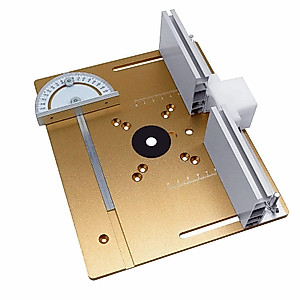 C8 Aluminium Router Table Insert Plate - Woodworking Benches Wood Router Flip Plate with Miter Gauge Guide Aluminium Profile Fence Sliding Brackets -Router Trimmer Tool (Gold)