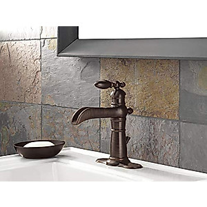 Delta Faucet Victorian Bronze Bathroom Faucet, Single Hole Bathroom Faucet, Waterfall Faucet, Single Handle, Metal Drain Assembly, Venetian Bronze 554LF-RB