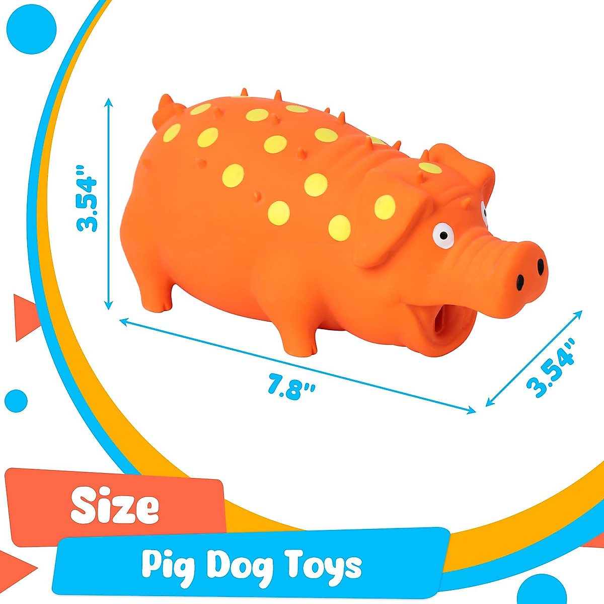 POPLAY Squeaky Latex Grunting Pig Dog Toys, Blue Pig Dog Toy Anxiety Relief for Dog Puppy Chew Toys, Rubber Squeeze Gift for Dogs