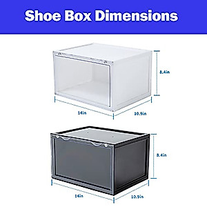 Letusto Premium Shoe Storage Boxes - Clear Plastic Shoe Throne Display Case (6 pack, Neon Green), Stackable Shelves Large Sneaker Containers Cases with Lids + 6 Hygiene Pads & Shapers