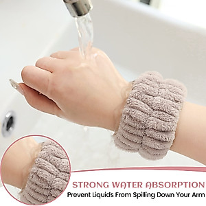 8 Pcs Wrist Spa Washband - Microfiber Wrist Wash Towel Band | Face Wash Wristbands | Absorbent Wristbands Wrist Sweatband for Girls & Women, Prevent Liquid from Spilling Down Your Arms