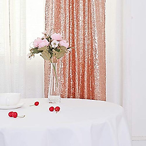 TRLYC 2pcs 2FTX8FT Rose Gold Sequins Backdrop Curtain