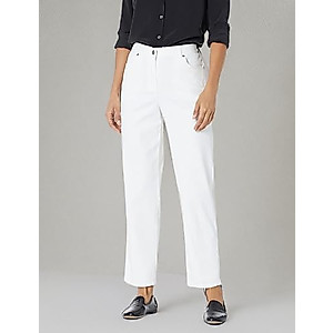 Ruby Rd. Women's Petite Classic 5-Pocket Fly Front Denim Jean, White, 4