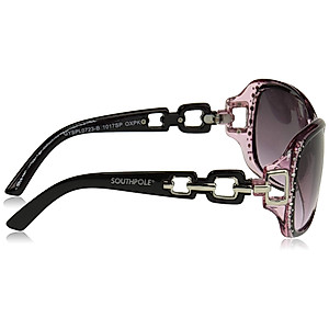 SOUTHPOLE Women's 1017SP Rectangular Sunglasses, Black & Pink, 62 mm