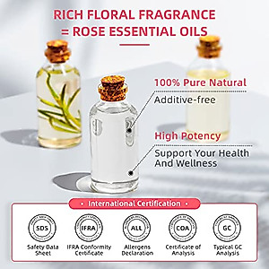HIQILI Rose Essential Oil for Diffuser, Skin, Hair, Perfume, Candle Making 30ml (1 fl oz)