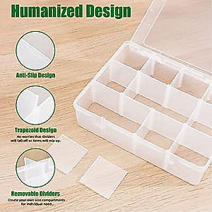 iBune 12 Grids Plastic Compartment Container, Bead Storage Organizer Box Case with Adjustable Removable Dividers for Jewelry Craft Tackles Tools, Size 8.8 x 7.1 x 2.3 in, White