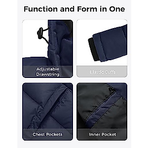 Wantdo Men's Heavy Winter Coat Windbreaker Quilted Jackets Outerwear Navy Medium