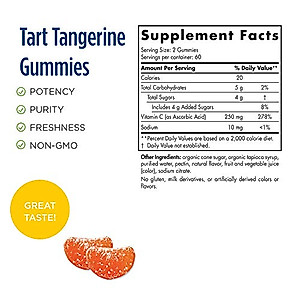 Nordic Naturals Vitamin C Gummies, Tart Tangerine - 120 Gummies - 250 mg Vitamin C - Immune Support, Antioxidant Protection, Child Growth & Development - Non-GMO, Vegan - 60 Servings