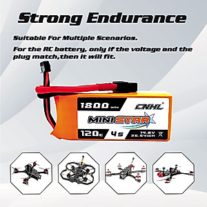 CNHL 1800mAh 4S Lipo Battery 14.8V 120C with XT60 Plug for RC Airplane Boat Heli Airplane Drone FPV Racing Hobby (2 Packs)