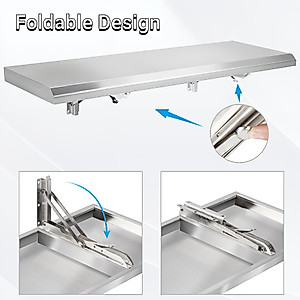 Toriexon Folding Concession Shelf 48" x 12”, Drop Down Concession Serving Window, Stainless Steel Shelf Serving Food Shelf for Windows