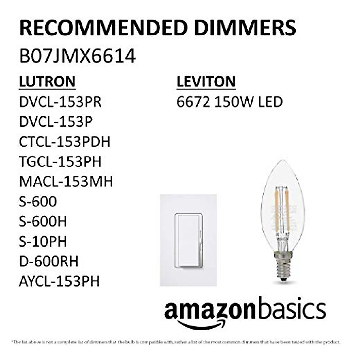 Amazon Basics 60W Equivalent, Clear, Daylight, Dimmable, 15,000 Hour Lifetime, B11 (E12 Candelabra Base) LED Light Bulb | 3-Pack