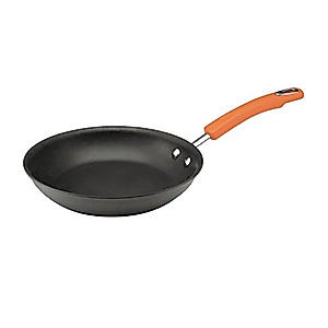 Rachael Ray Brights Hard Anodized Nonstick Frying Pan / Fry Pan / Hard Anodized Skillet - 10 Inch, Gray with Orange Handles