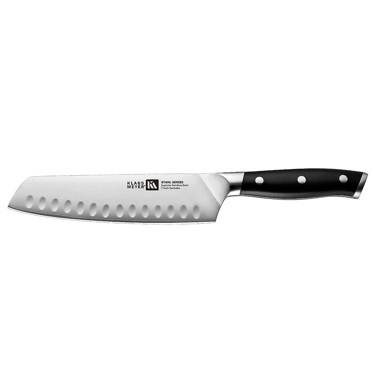 Klaus Meyer Stahl High Carbon Exclusive German Steel 7 inch Santoku Knife (Black)