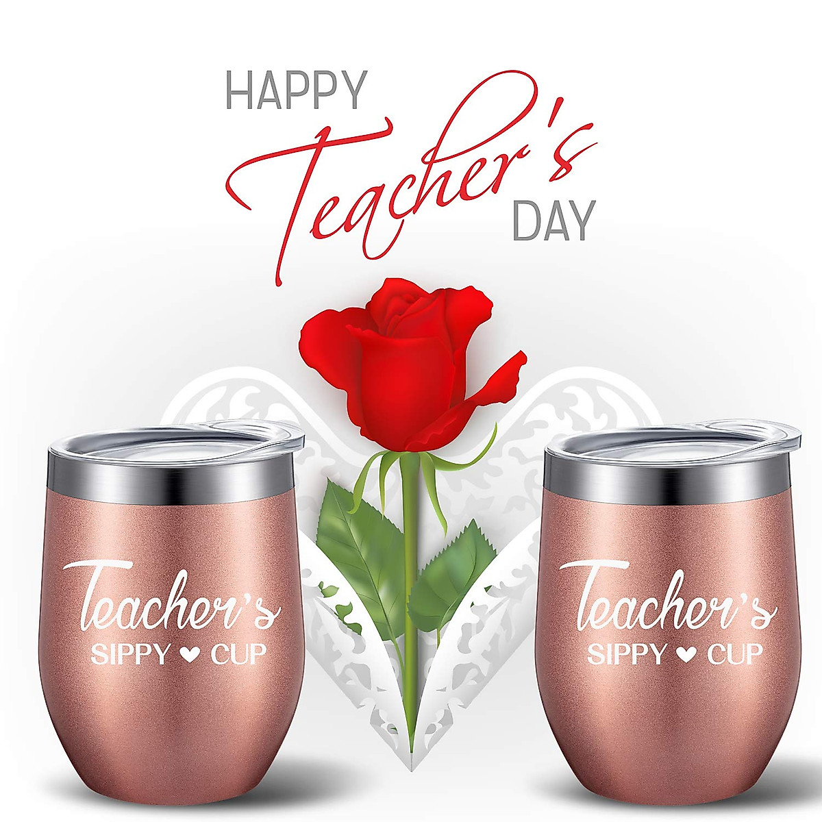 2 Pack Gifts for Teacher Funny Teacher Appreciation Gifts, Teacher’s Sippy Cup Personalized Year End Graduation Birthday Gifts for Teachers, 12 oz Insulated Wine Tumbler