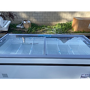 Chest Freezer for Supermarket Glass sliding Door 79" White Showcase Freezer Curve Display Top w/Storage Baskets - 25 Cu.Ft SDSC700