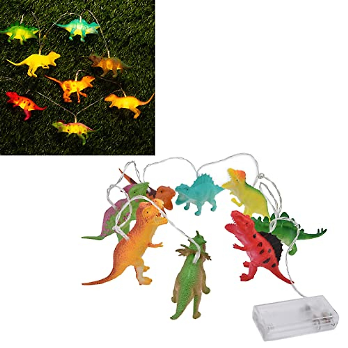 LED Dinosaur String Lights, IP43 Waterproof Weatherproof Battery Operated String Lights for Gardens for Homes