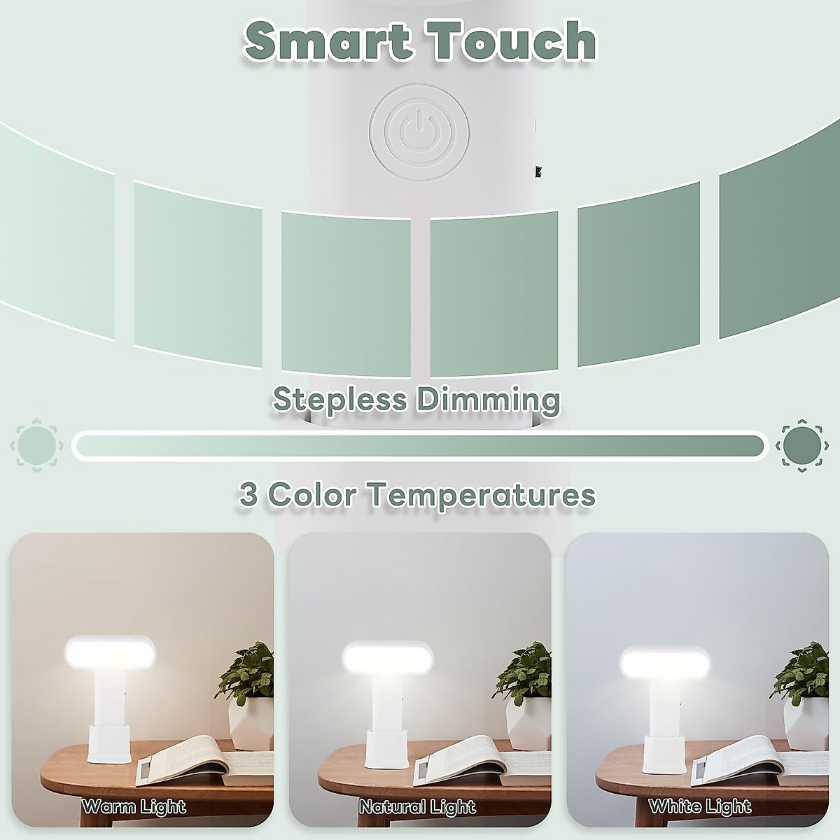 Hafeehafi LED Desk Lamp Dimmablesa Portable Lamp with USB Charging Port,3 Color Temperature Reading Light,Hangable and Standing Intelligent Adjustable Office Lamp,Square Lamp