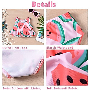 Aalizzwell 3-6 Months Infant Baby Girls Swimsuit Two Piece Watermelon Ruffle Bathing Suit Bikini Tops Bottoms Swimming Suit Swimwear Beach Wear Pink
