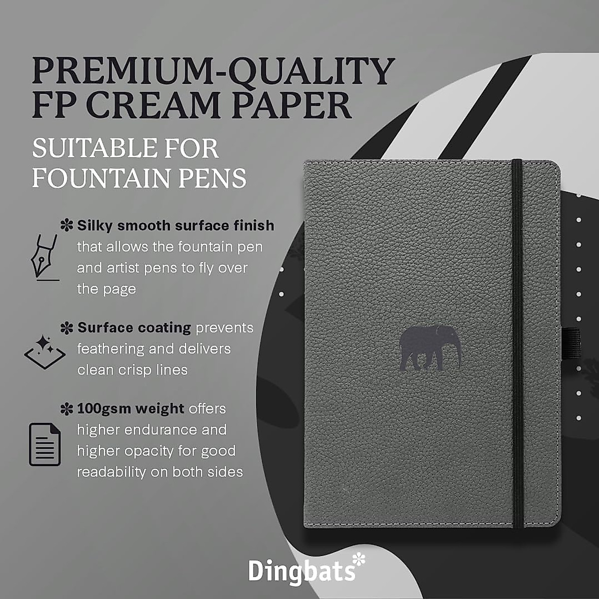 Dingbats* Wildlife Lined Writing Journal Notebook A5 - Vegan Leather Hardcover - Ideal for Work, Travel - Pocket, Elastic Closure, & Bookmark