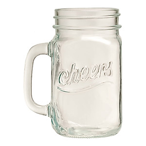 Protocol Mason Jar Glasses with Handles | Set of 6 | 16 Oz | Dishwasher Safe Drinking Glasses | Perfect for wedding showers, backyard BBQs | Great stocking stuffer, party favor or gift…