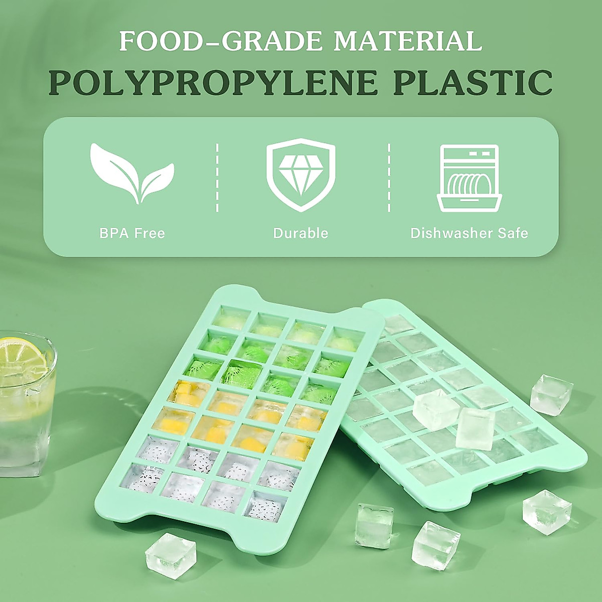 Ice Cube Tray for Freezer with Bin: Easy Release 1Inch Ice Cube Maker with Lid and Bin - Stacking Ice Making Tray with Covered Ice Bin - 3Pack Ice Tray for Freezing Herbs