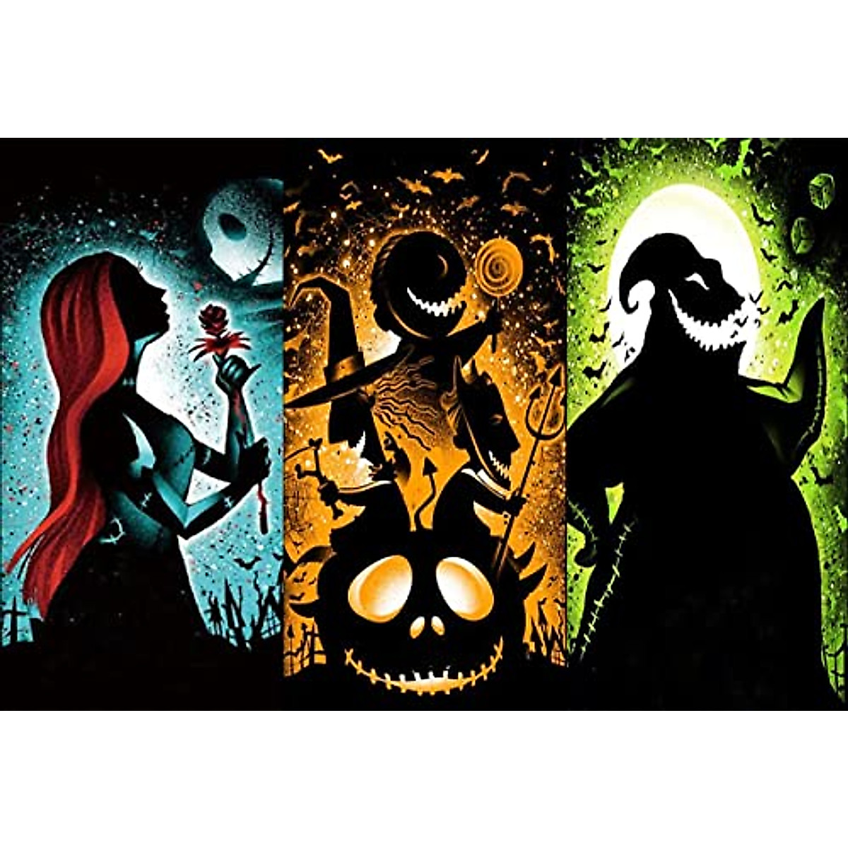 Halloween Diamond Art Painting Kits for Adults - Jack and Sally DIY 5D Paint with Diamonds Gem Art Painting Kits DIY Nightmare Before Christmas Round Full Drill Diamond Dots Paintings Adult Crafts
