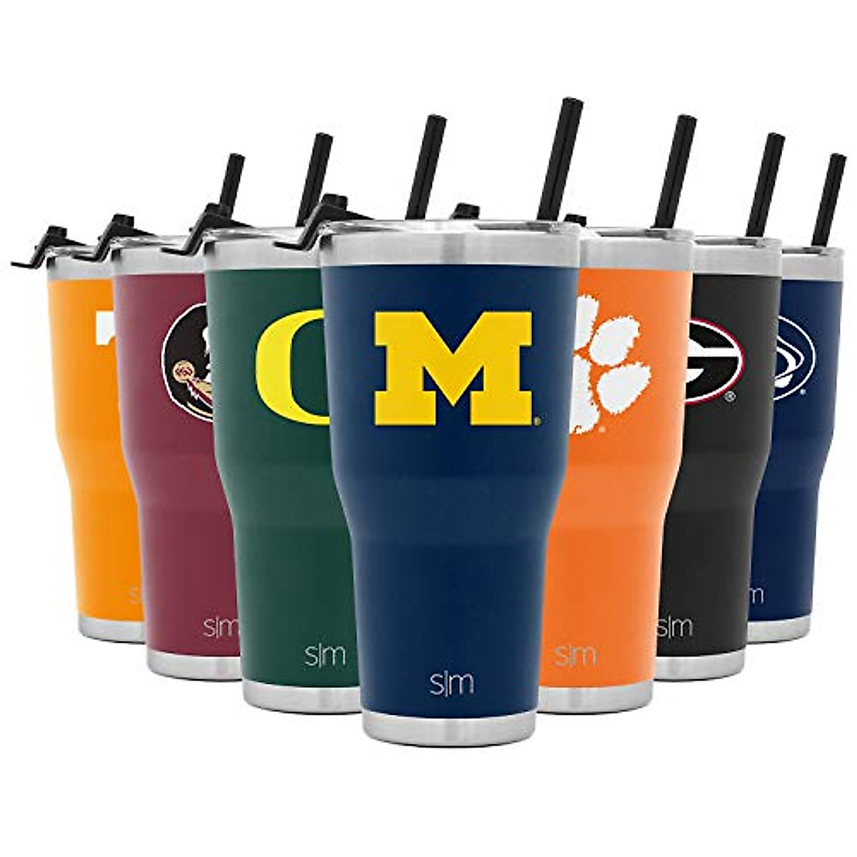 Simple Modern Officially Licensed Collegiate Michigan Wolverines Tumbler with Straw and Flip Lid | Insulated Stainless Steel 30oz Thermos | Cruiser Collection | University of Michigan