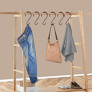 Dreecy Large Heavy Duty S Hooks 6 inch 7 MM Thick Vinyl Coated S Hook for Hanging Plants Outdoor, Metal Black Rubber Coated S Hooks for Closet Jeans Bags Pot Cups Jewelry Garden Tools. 4 Pack