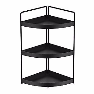 HANGXIN Bathroom Countertop Organizer, Vanity Tray Corner Shelf Storage Organizer for Makeup Cosmetic Perfume, Kitchen Spice Rack Metal Standing Shelf (3-Tire)