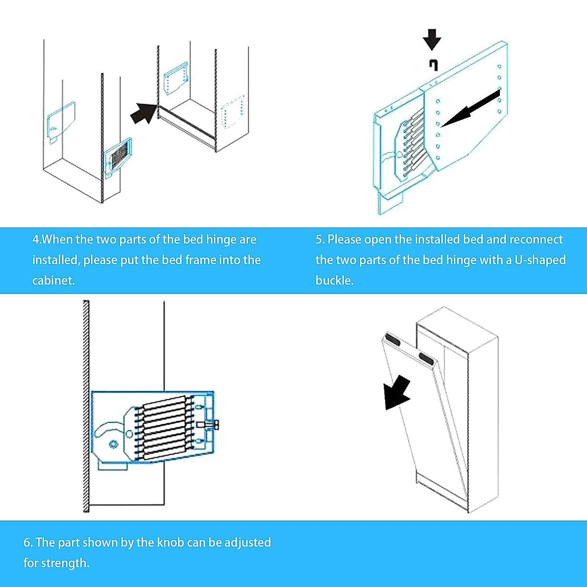 TFCFL Wall Bed Mechanical Hardware Kit, Small-Size DIY Murphy Bed Hardware Kit for Horizontal Wall Mount