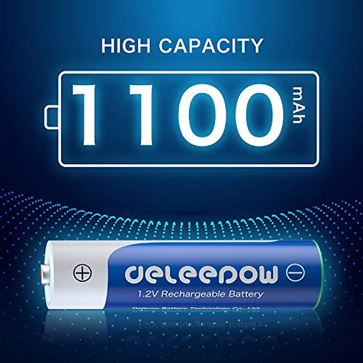 Deleepow Rechargeable AAA Batteries 1100mAh 1200Cycles Nimh AAA Rechargeable Batteries 1.2V 1200Cycles 16-PCS(Only Battery)