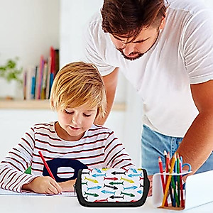 Color Fishbone Large Capacity Pencil Case Multi-Slot Pencil Bag Portable Pen Storage Pouch with Zipper