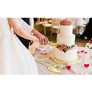 Galaxozent Wedding Presents for Couples 2024, Gold Wedding Cake Knife and Server Set with Forks, Cake Cutting Set for Wedding, Bridal Shower Anniversary Engagement Present For Mr and Mrs Set of 4