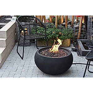 MODENO Outdoor Fire Pit Propane Garden Fire Bowl, 40,000 BTU CSA Certified Firepit，Auto-Ignition System Fireplace, Lava Rock&PVC Cover Included (27 x 27 x 14'', Black)