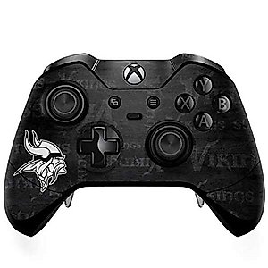 Skinit Decal Gaming Skin compatible with Xbox One Elite Controller - Officially Licensed NFL Minnesota Vikings Black & White Design