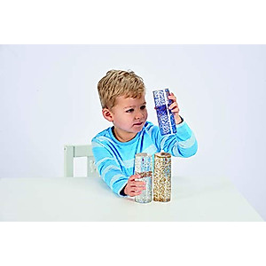 TickiT Sensory Glitter Storm - Set of 3 - Blue, Silver, Gold - Calming Glitter Tubes for Stress and Anxiety Relief - Encourage Focus and Concentration - Special Needs Toy