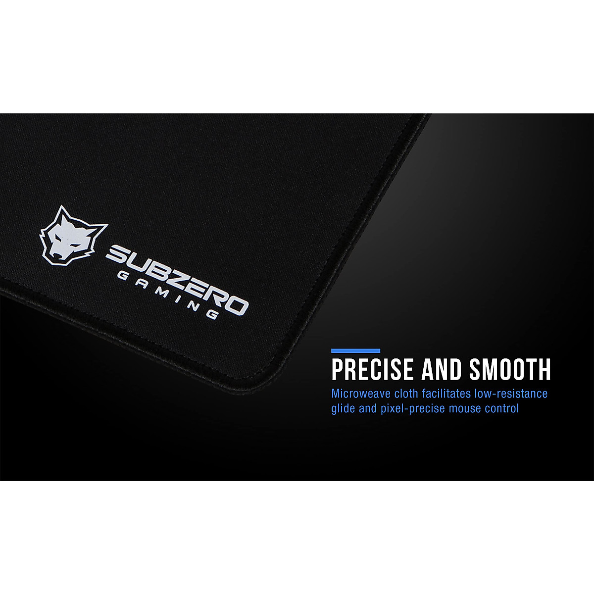SubZERO Gaming TYKA Soft Gaming Mouse Pad, Large, Stitched Edges, 18"x16" (Black)