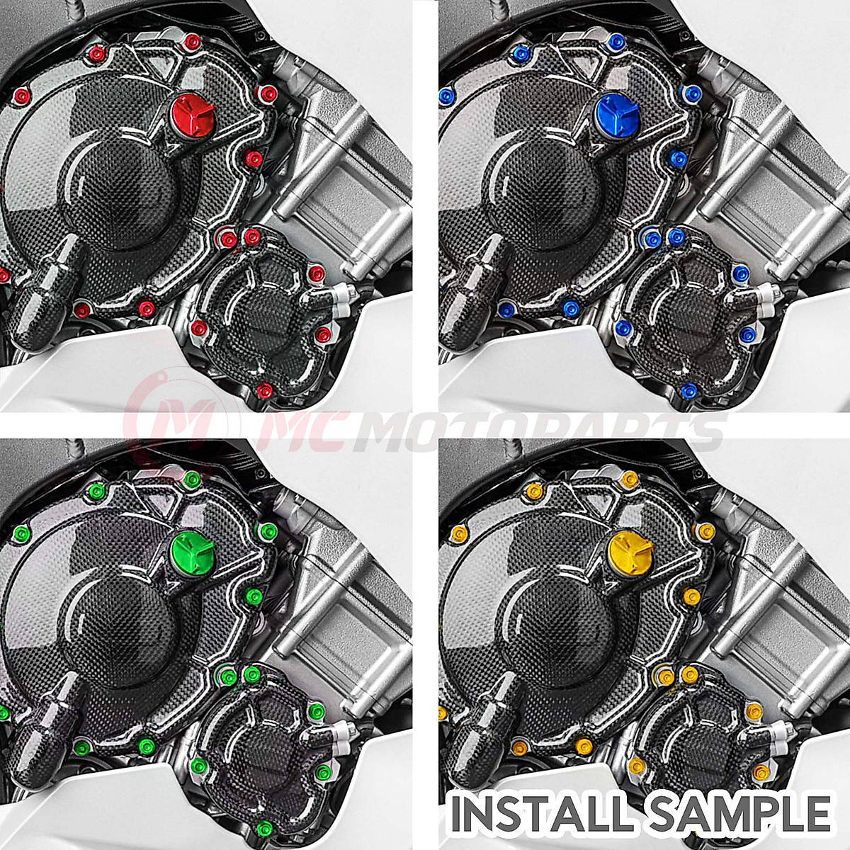 MC MOTOPARTS Pre-drilled CNC Race Spec Bolts M6 x 20mm Flanged HEX Head Screws 10 pcs (Red)