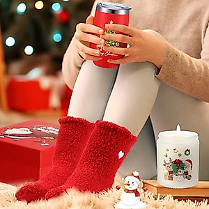 Tiangrid 7 Pieces Christmas Gifts for Women Xmas Basket Gift Boxes Coworkers Christmas Gifts Idea Thank You Gifts Scented Candles 16 oz Insulated Tumbler Gifts for Women,Mom Wife Sister Her