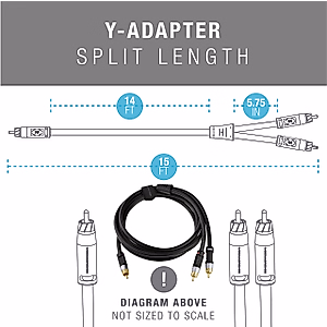 Mediabridge™ Ultra Series RCA Y-Adapter (15 Feet) - 1-Male to 2-Male for Digital Audio or Subwoofer - Dual Shielded with RCA to RCA Gold-Plated Connectors - Black - (Part# CYA-1M2M-15B)