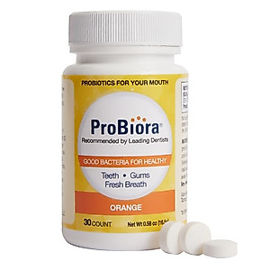 ProBiora Oral-Care Chewable Probiotic Tablets | Probiotic Supplement for Women & Men | Healthier Teeth & Gums | Fresher Breath | Whiter Teeth | Better Overall Health | 30 Count | Orange