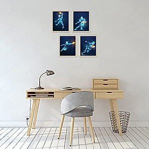 Football X-Ray Wall Art Decor Prints - Set of 4 (8x10) Inch Unframed Poster Photos - Bedroom