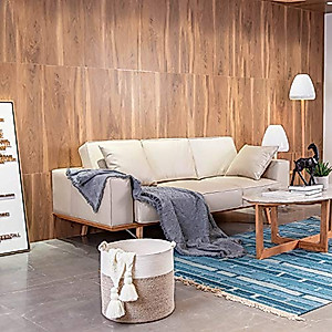 MINTWOOD Design 15 x 14.2 Inches Woven Cotton Rope Storage Basket, Stuffed Toy Basket Bin, Laundry Basket Hamper, Nursery Basket, Dog Toy Basket, Blanket Basket, Gift Basket, Light Brown