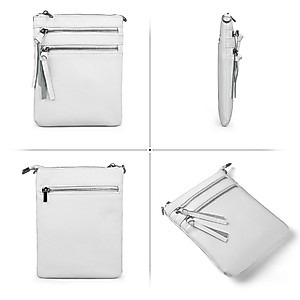 befen Genuine Leather White Crossbody Purses for Women, Small Cross Body Bag Purses with Zipper Pockets (White) - Fit iPhone 14 Pro Max