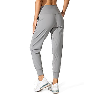 G Gradual Women's Joggers High Waisted Yoga Pants with Pockets Loose Leggings for Women Workout, Athletic, Lounge (Light Grey, Small)