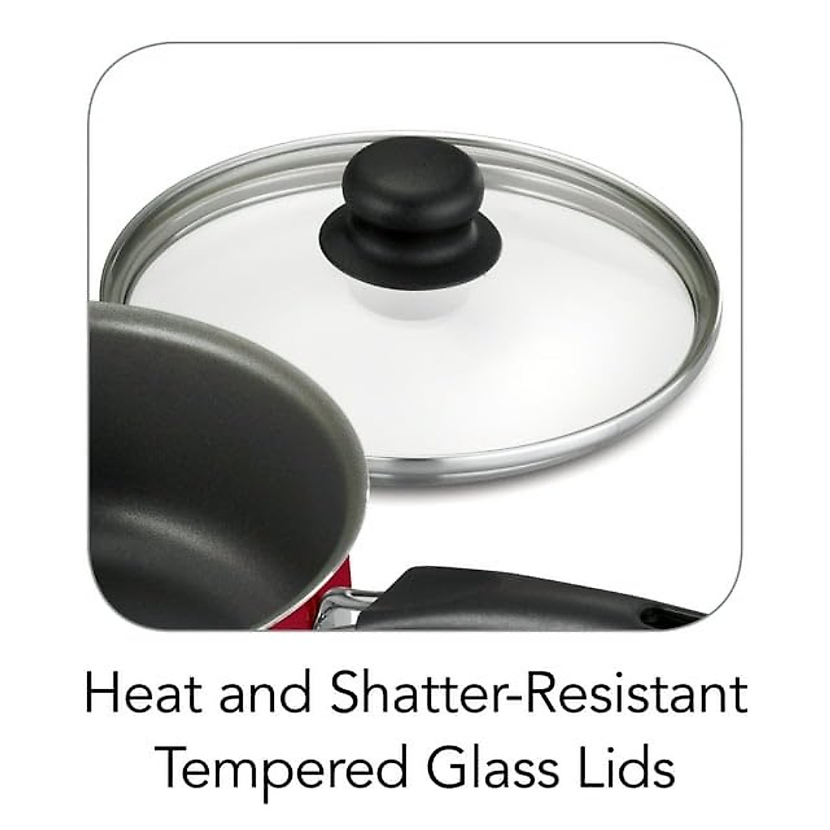 SionS 9-Piece Non-Stick Cookware Set, Stay-Cool Handles and Heat Shatter-Resistant Tempered Glass Lids, Pots and Pans (Red), SY337