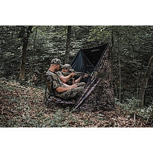 ALPS OutdoorZ Dash Camo Panel Hunting Blind with Hybrid 2 Person Ground Pop Up Design for Quick Deployment, Wide Window, and Interior Mesh Pocket, Realtree Timber