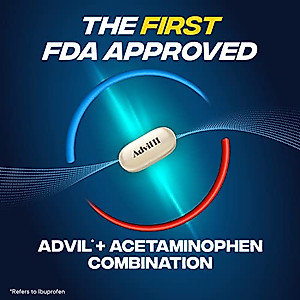 Advil Dual Action Coated Caplets with 250 Mg Ibuprofen and 500 Mg Acetaminophen Per Dose (2 Dose Equivalent) for 8 Hour Pain Relief - 2 Count x 50