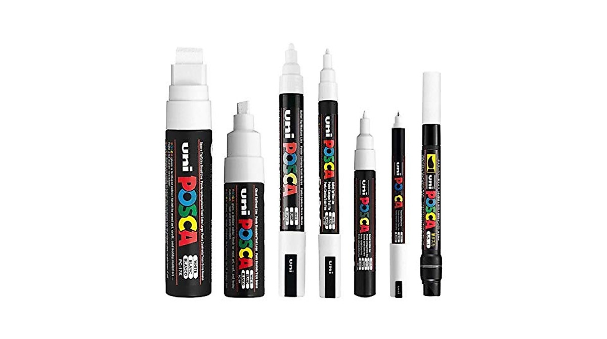 POSCA White - Full Set of 7 Pens (PC-17K, PC-8K, PC-5M, PC-3M, PC-1M ...