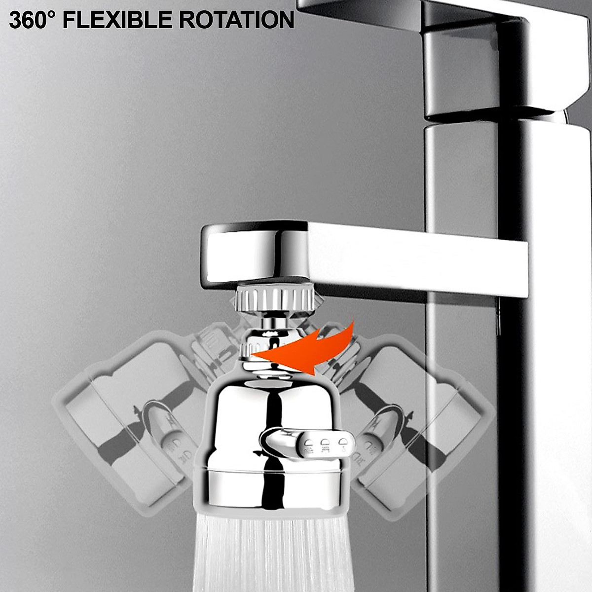 Kitchen Faucet Head Replacement, 360° Faucet Extender 3 Mode Adjustable Kitchen Faucet Spray Universal Aluminum Adapter Anti -Splash Kitchen Sink Accessories